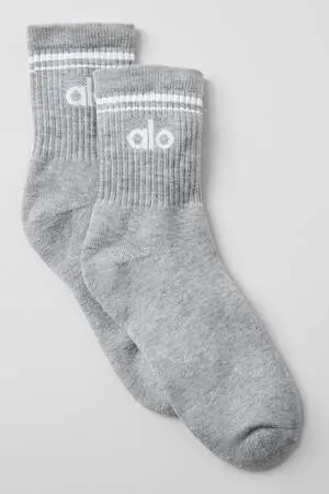 Alo Yoga Half-Crew Throwback Socks Athletic Heather Grey/white