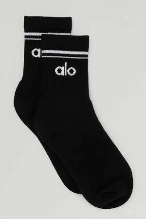 Alo Yoga Half-Crew Throwback Socks Black/white