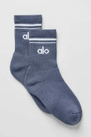 Alo Yoga Half-Crew Throwback Socks Bluestone/white