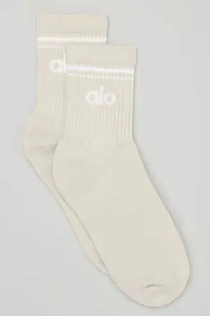 Alo Yoga Half-Crew Throwback Socks Bone/white