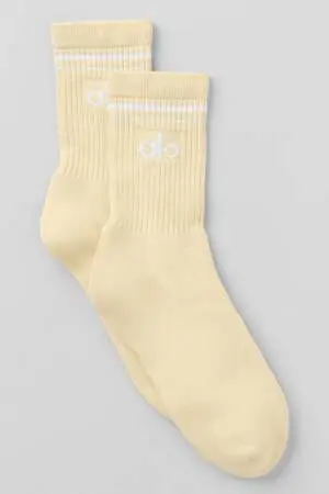 Alo Yoga Half-Crew Throwback Socks Candlelight Yellow/white