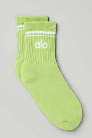 Alo Yoga Half-Crew Throwback Socks Celery/white