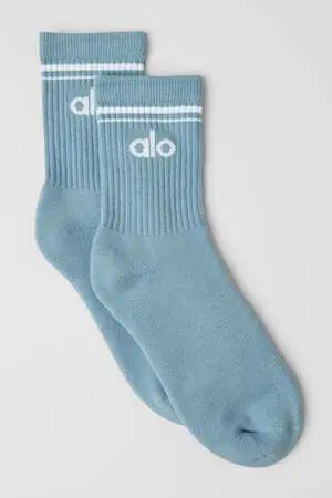 Alo Yoga Half-Crew Throwback Socks Celestial Blue/ivory
