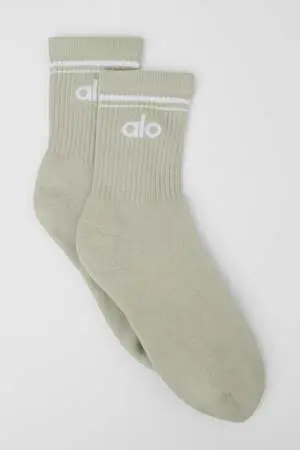 Alo Yoga Half-Crew Throwback Socks Limestone/white