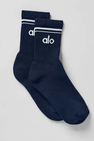 Alo Yoga Half-Crew Throwback Socks Navy/white