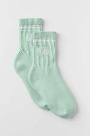 Alo Yoga Half-Crew Throwback Socks Spearmint/white
