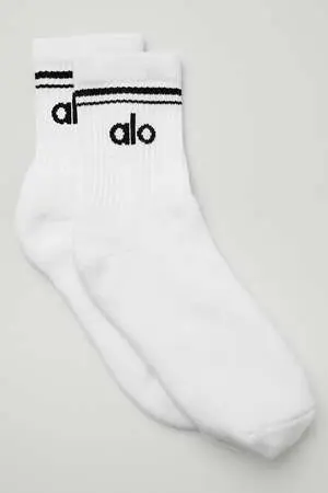 Alo Yoga Half-Crew Throwback Socks White/black
