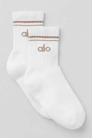 Alo Yoga Half-Crew Throwback Socks White/chai Latte