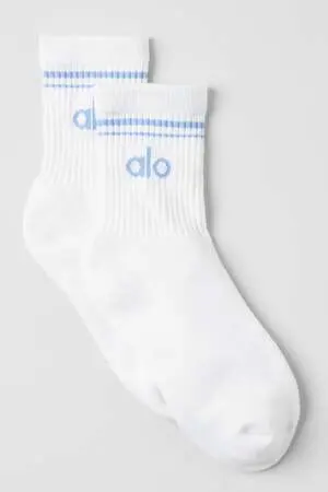 Alo Yoga Half-Crew Throwback Socks White/seashell Blue