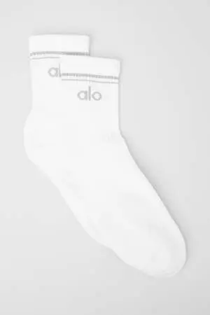 Alo Yoga Half-crew Throwback Socks White/titanium