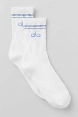 Alo Yoga Half-Crew Throwback Socks White/winter Frost