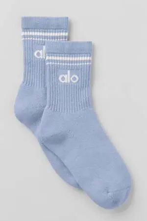 Alo Yoga Half-Crew Throwback Socks Winter Frost/white