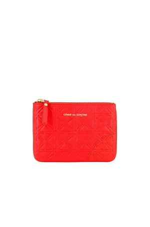 Comme Des Garçons Embossed Leather Zip Wallet - Orange