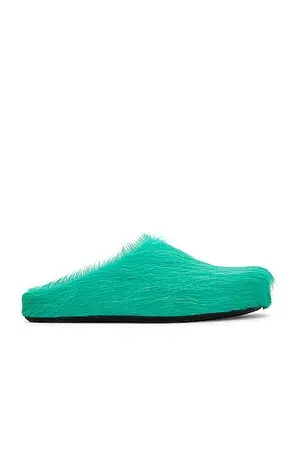 Marni Marni Long Hair Fussbett Sabot In Orange Acid Green