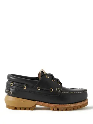 Visvim Wallace Deck-Folk Leather Boat Shoes - Black | Editorialist