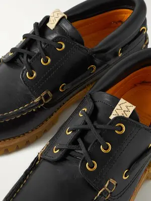 Visvim Wallace Deck-Folk Leather Boat Shoes - Black | Editorialist
