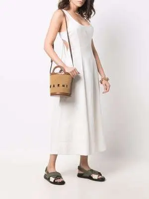 Marni Small Tropicalia Raffia-effect Bucket Bag - Brown