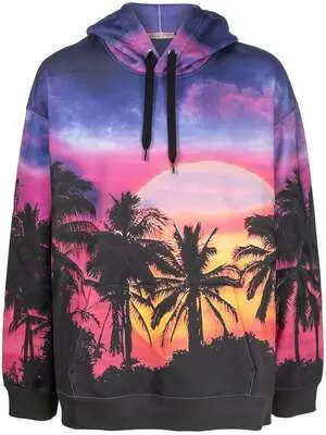 Valentino Garavani Palm Tree Print Drawstring Hoodie
