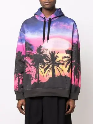 Valentino Garavani Palm Tree Print Drawstring Hoodie