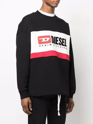 DIESEL® Crew Neck Logo Print Sweatshirt - Black