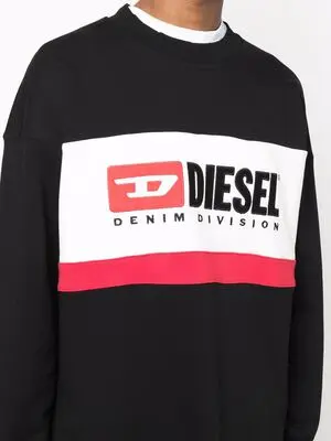 DIESEL® Crew Neck Logo Print Sweatshirt - Black