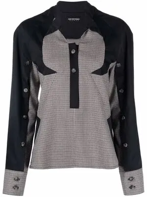 KIKO KOSTADINOV Houndstooth Pattern Two-tone Blouse