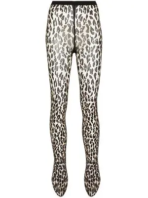 Wolford Leopard-print High-rise Tights - Neutrals