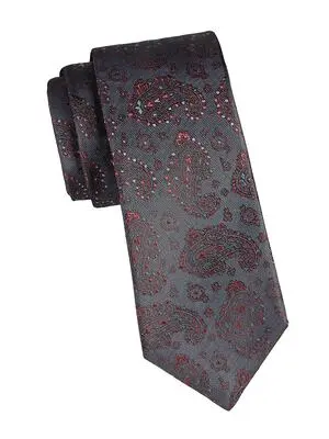 Kiton Paisley Silk Tie Red Black