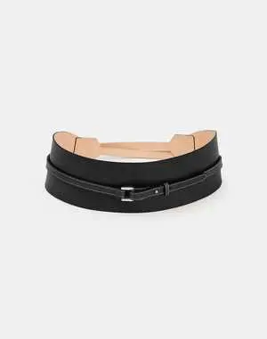Lafayette 148 New York Vachetta Leather Obi Wrap Belt - Black