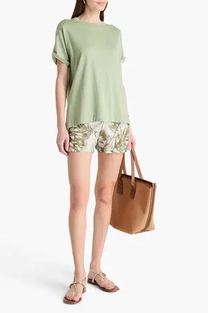 Brunello Cucinelli Metallic Cashmere-blend T-shirt
