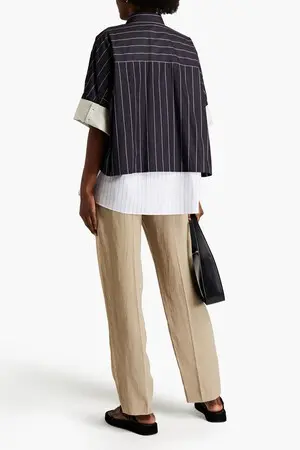 Brunello Cucinelli Layered Pinstriped Linen And Cotton Poplin Shirt