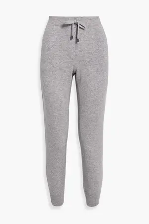 Brunello Cucinelli Bead-Embellished Cashmere Track Pants - Gray
