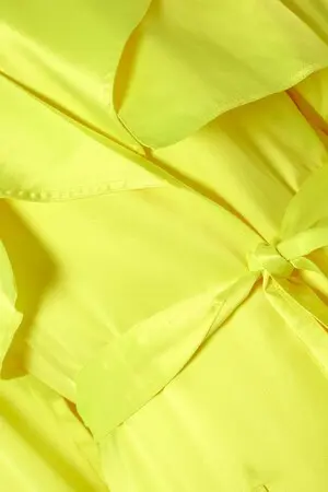 Michael Lo Sordo Belted Neon Silk-satin Trench Coat