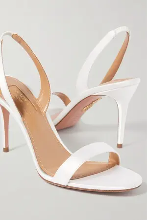 AQUAZZURA So Nude 85 Satin Slingback Sandals - White