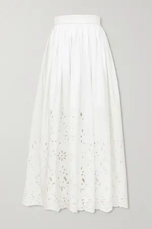 Chloé Broderie Anglaise Cotton Poplin Midi Skirt