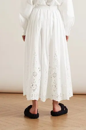 Chloé Broderie Anglaise Cotton Poplin Midi Skirt