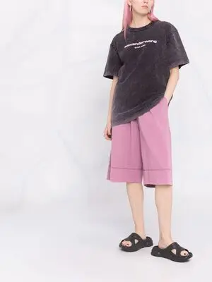 Alexander Wang Acid Wash Logo Print T-Shirt - Pink | Editorialist