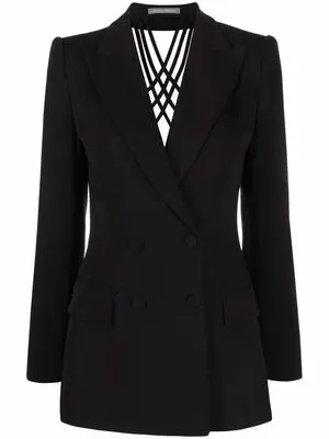 Alberta Ferretti Strappy-back Double-breasted Blazer - Black