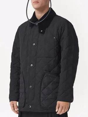 Burberry Lanford Diamond-quilted Corduroy-collar Jacket - Black