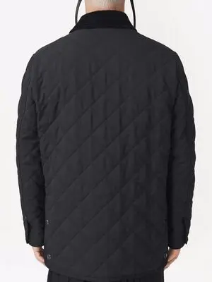 Burberry Lanford Diamond-quilted Corduroy-collar Jacket - Black