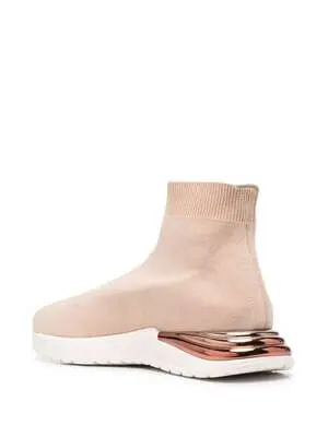 FERRAGAMO Metallic Heel-counter Sneakers - Neutrals