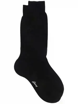 Brioni Logo Cotton Socks - Black