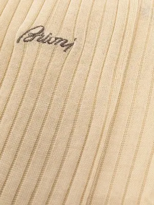 Brioni Ribbed-knit Cotton Socks - Neutrals