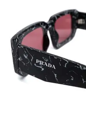 Prada Marble-Effect Square-Frame Sunglasses - Black  display picture 1