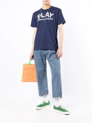 Play Comme Des Garcon Logo-print Short-sleeve T-shirt - Blue