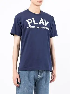 Play Comme Des Garcon Logo-print Short-sleeve T-shirt - Blue