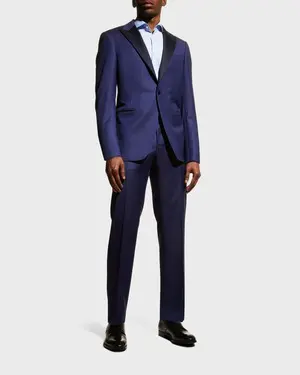 Canali Peak Lapel Two-piece Tuxedo Suit Blue