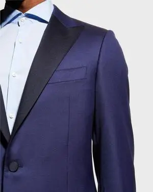 Canali Apos;s Peak Lapel Two-piece Tuxedo Suit - Blue