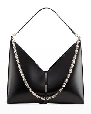 Givenchy Large Cutout Shoulder Bag In Box Leather With Chain - One-color