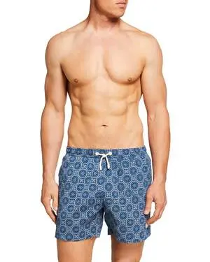 Stefano Ricci Men's Printed Swim Trunks - Blue